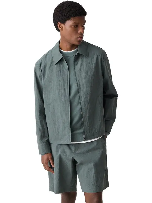 Theory City Zip Jacket In Textured Nylon - Pine Grove