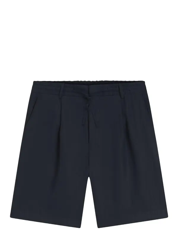 BOSS Tapered-fit Linen Shorts - Dark Blue