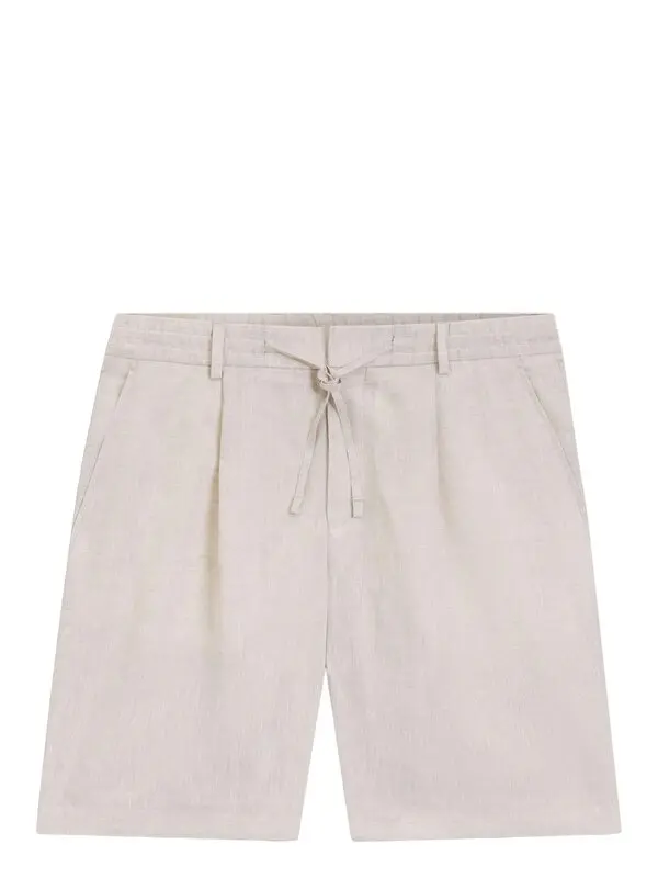 BOSS Tapered-fit Linen Shorts - Light Beige
