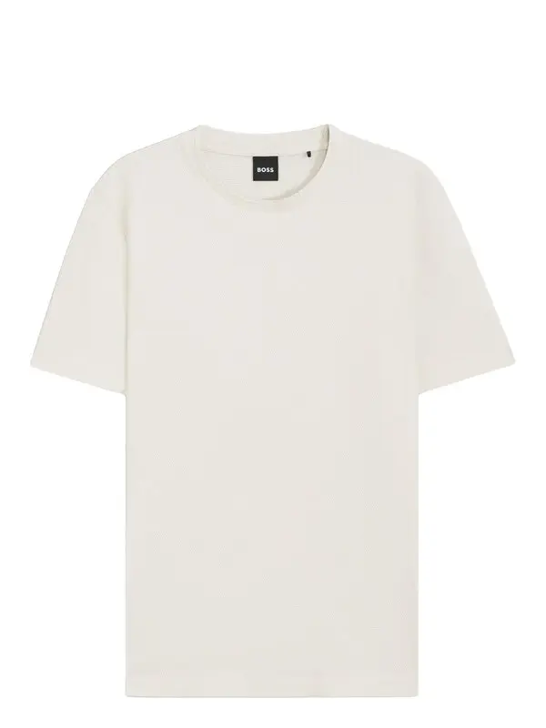 BOSS Bubble-jacquard Structure T-shirt In A Cotton Blend - White