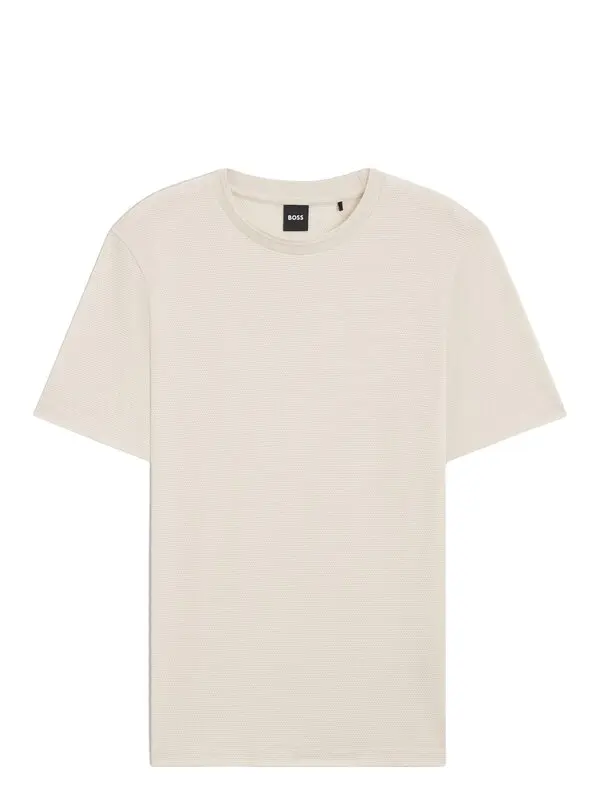 BOSS Bubble-jacquard Structure T-shirt In A Cotton Blend - Open White