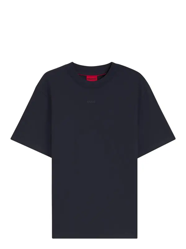 Hugo Relaxed-fit Cotton-jersey T-shirt With Logo Print - Dark Blue