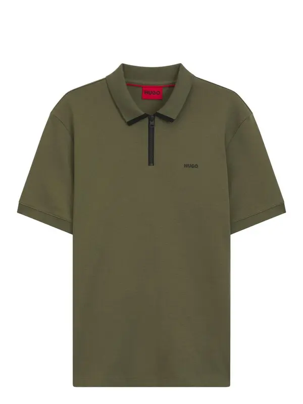Hugo Contrast-logo Polo Shirt In Cotton Piqu - Light Green