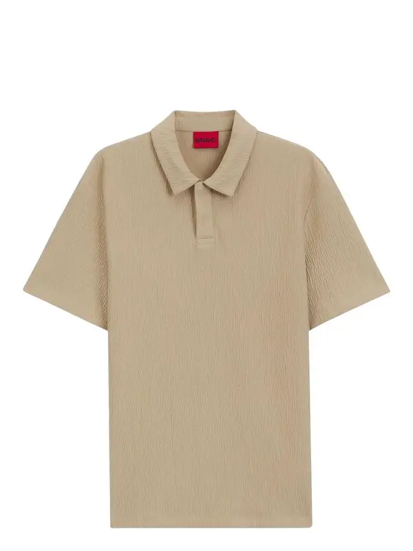 Hugo Cotton-blend Polo Shirt With Creased Effect - Beige