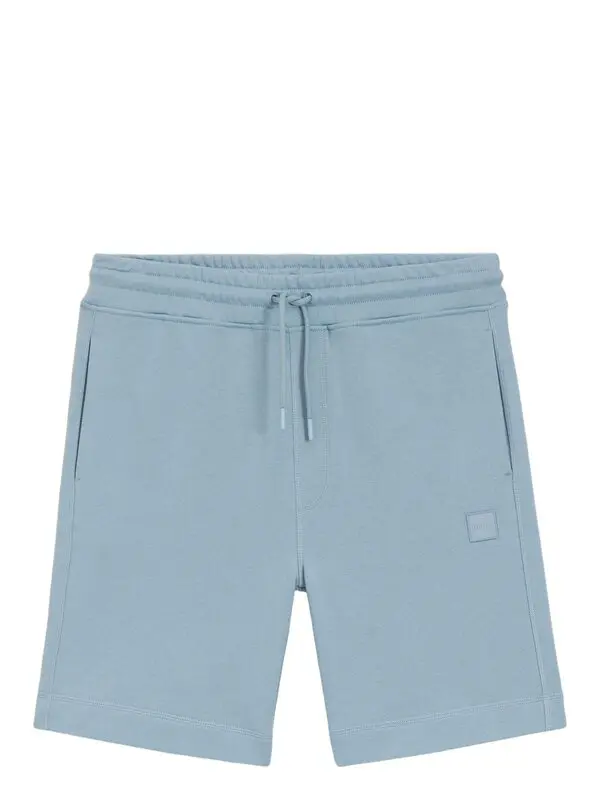 BOSS Cotton-terry Shorts With Logo Patch - Light Blue