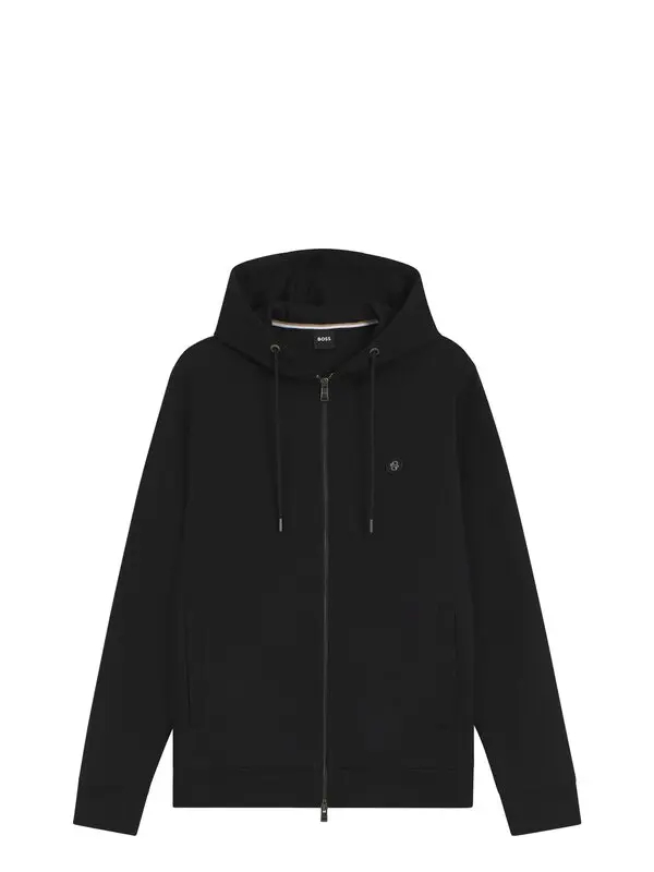 BOSS Cotton-blend Zip-up Hoodie With Monogram - Black