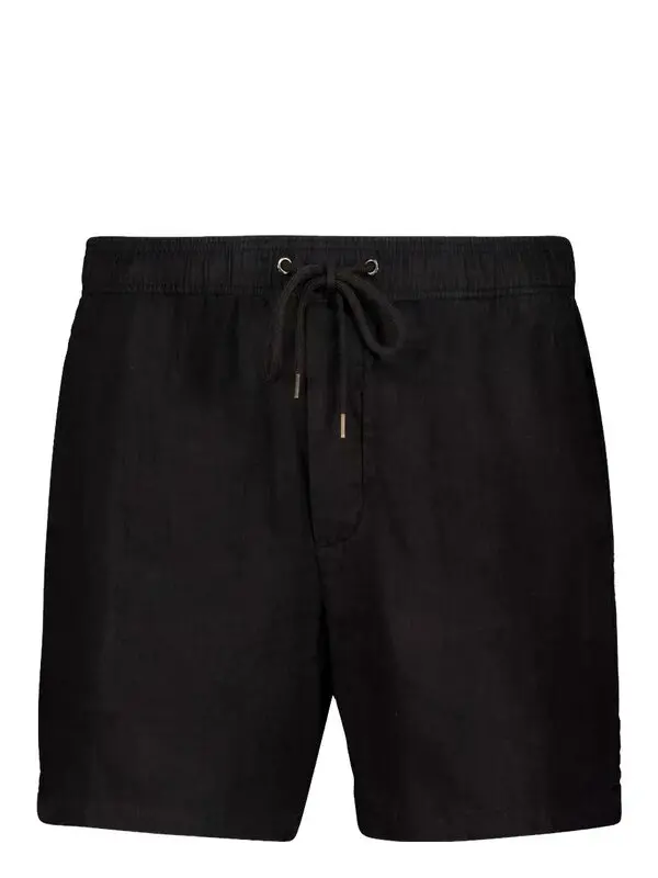 JAMES PERSE Drawstring Waist Linen Shorts - Black