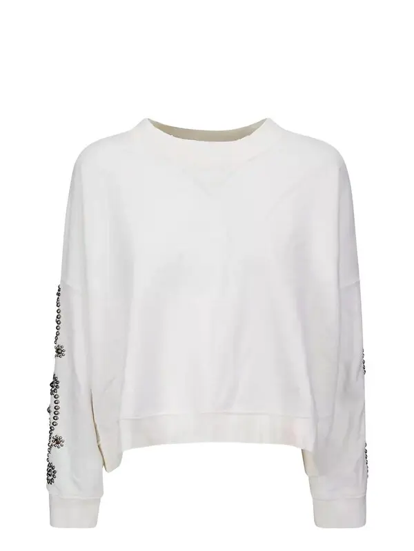 HTC LOS ANGELES Stud-embellished Paisley-pattern Sweatshirt - Neutrals