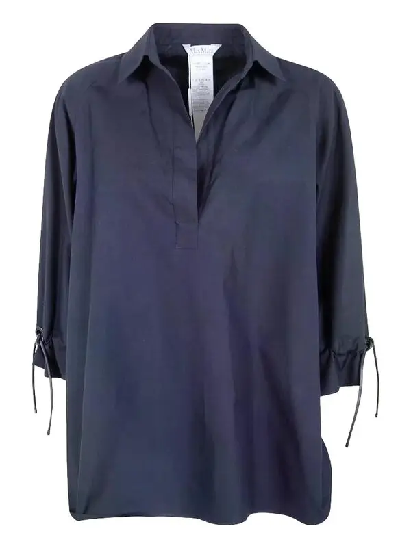 Max Mara Drawstring-cuff Popover Shirt - Blue