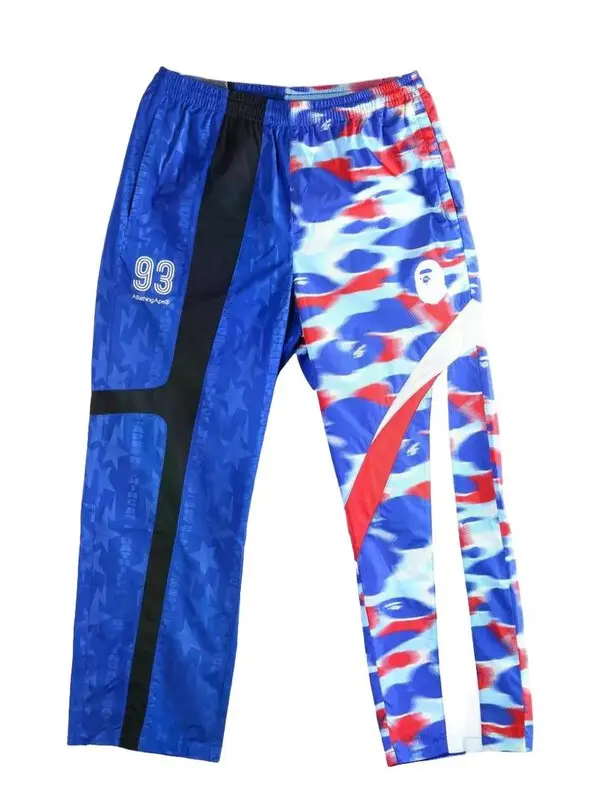 A BATHING APE Camo-print Panelled Track Pants - Blue