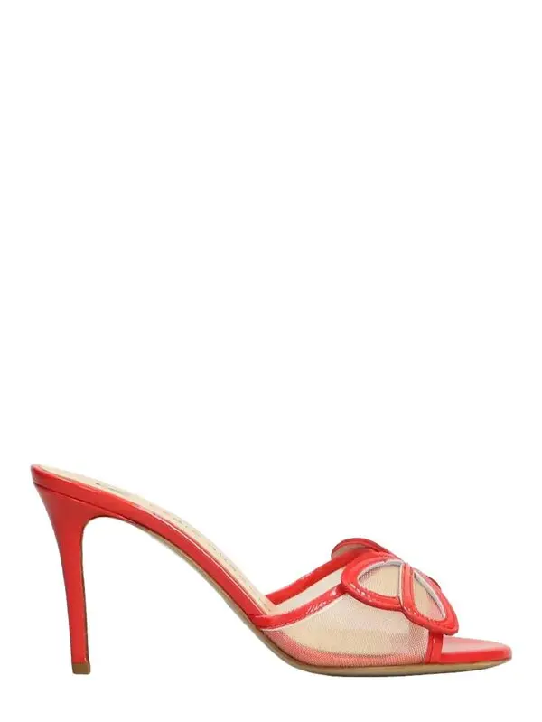 FABIO RUSCONI Bow-detail Mesh Mules - Red