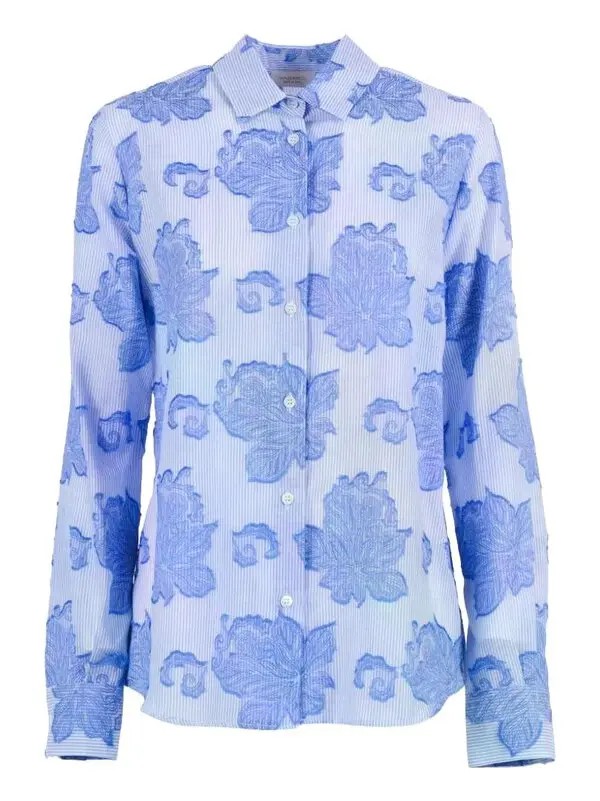 MAZZARELLI Damask-pattern Striped Shirt - Blue