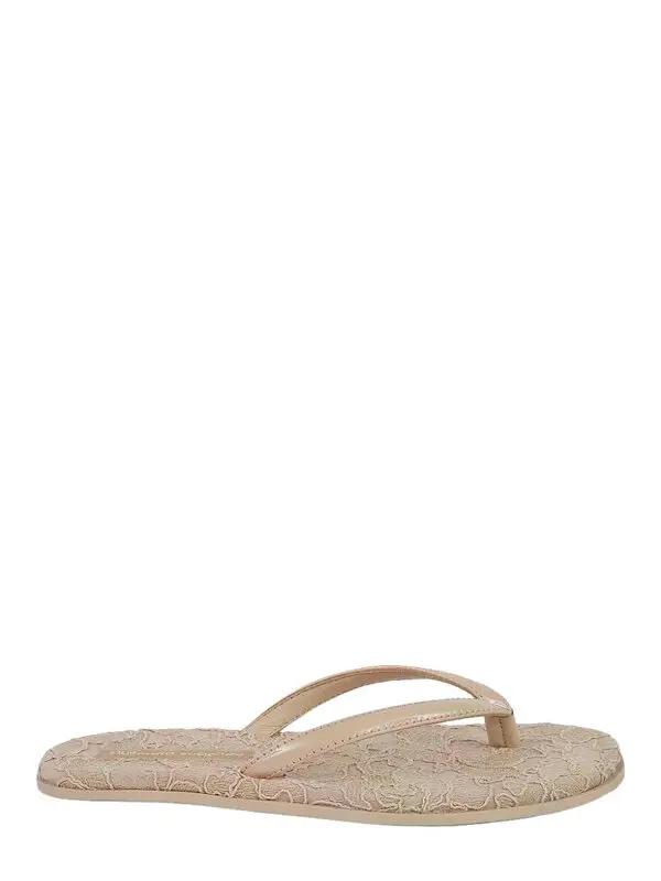 Ermanno Scervino Lace-covered Patent-leather Flip-flops - Neutrals