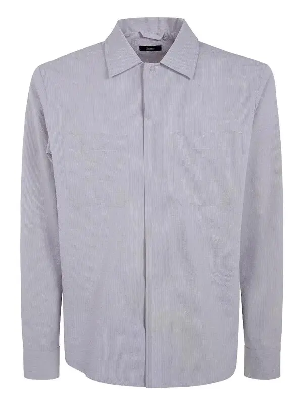 Herno Seersucker Textured Shirt Jacket - Grey