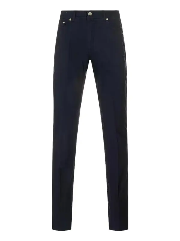 B SETTECENTO Five-pocket Trousers With Logo Patch - Blue