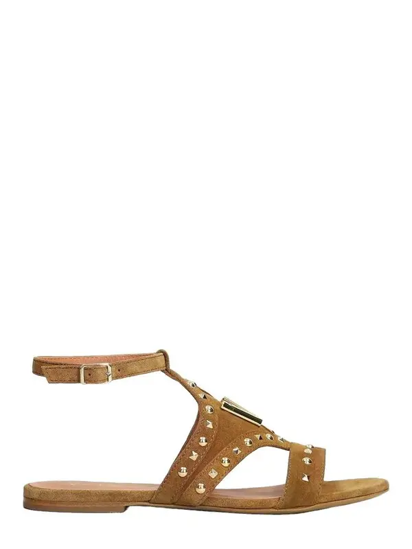 VIA ROMA 15 Studded V-logo Sandals - Neutrals