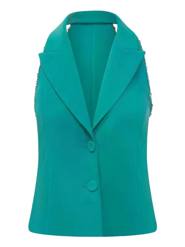 Pinko Bead-trimmed Halterneck Waistcoat - Blue