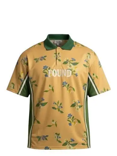FOUND Floral Polo Shirt Jersey - Forest/gold