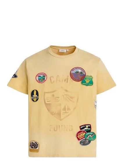 FOUND Embroidered Patches Camp Tee Shirt - Yellow