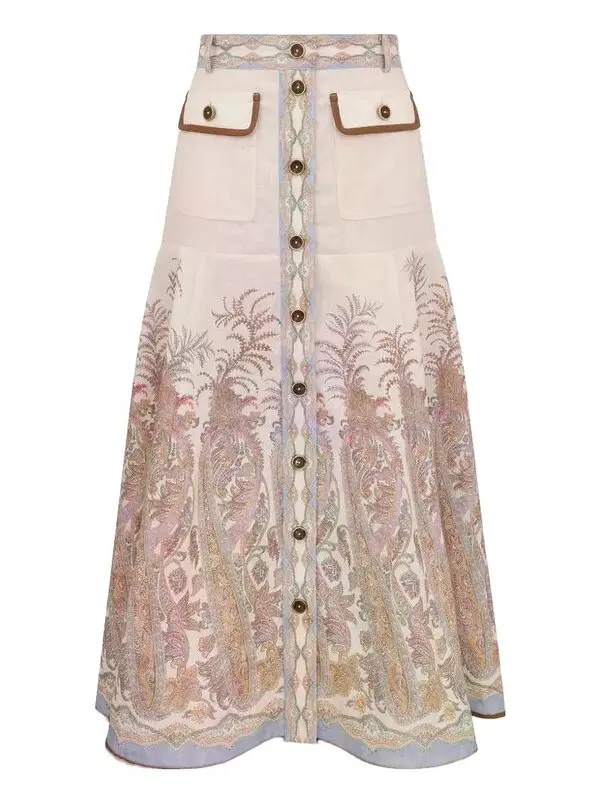 Zimmermann Alchemy A-line Skirt - Neutrals