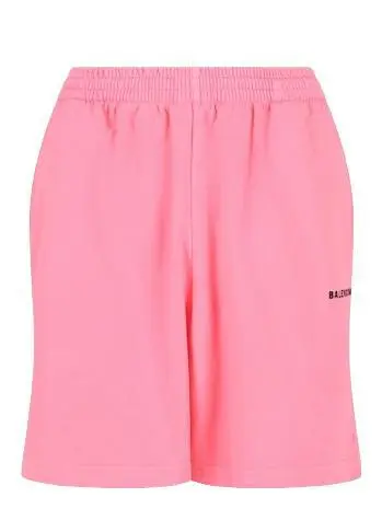 Balenciaga Logo Print Sweat Shorts - Fluo Pink/black