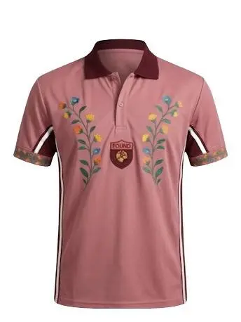 FOUND Floral Polo Shirt Jersey - Rose/maroon