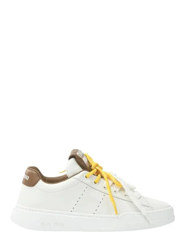 Miu Miu Leather Sneakers - White/cognac