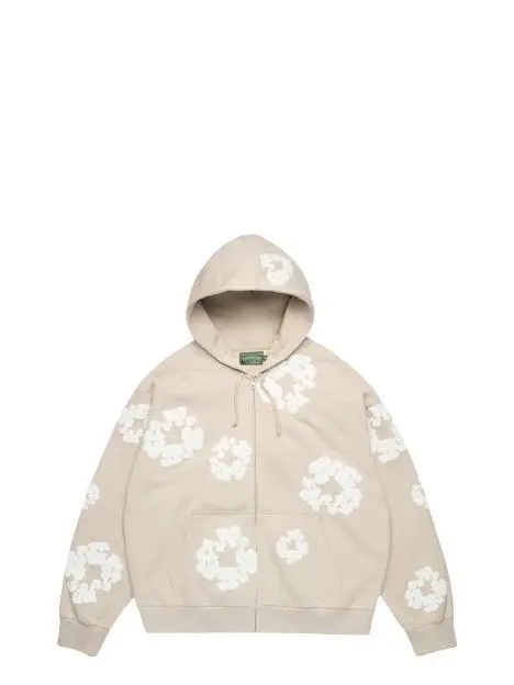 DENIM TEARS Cotton Wreath Zip Hoodie - Cream