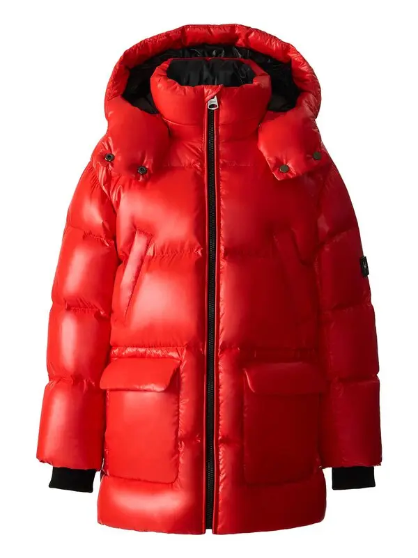 Mackage Down Coat With Detachable Hood - Fiery Red