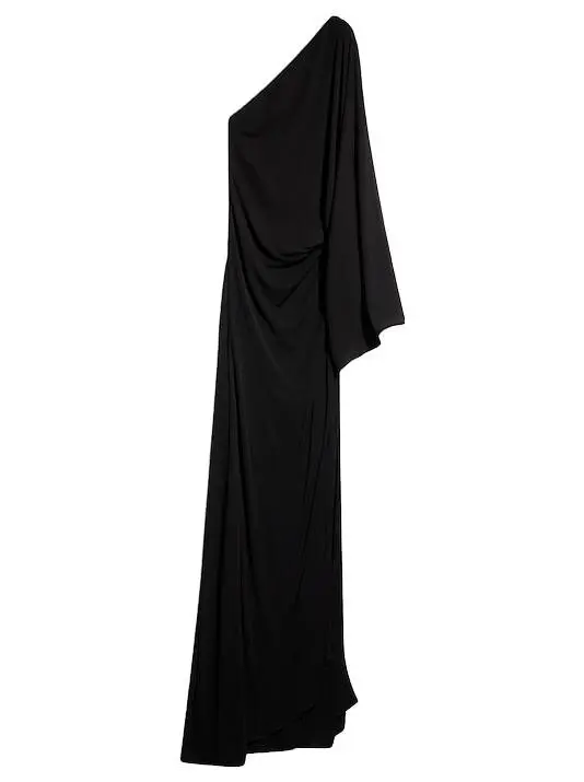 Gucci Viscose Jersey Asymmetrical Long Dress - Black