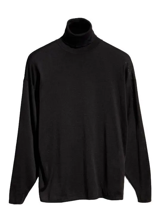 Gucci Extra Fine Silk Turtleneck Sweater - Black