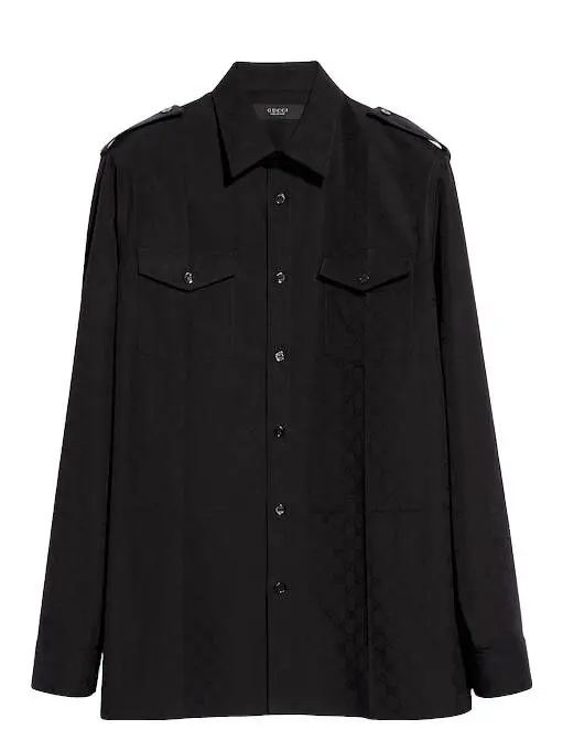 Gucci Gg Cotton Poplin Shirt - Black