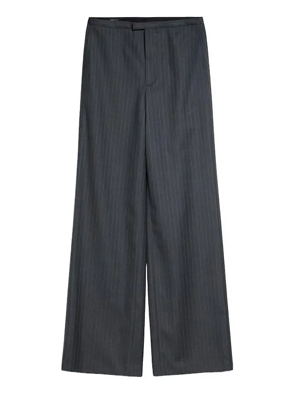 Gucci Pinstripe Wool Pants - Black