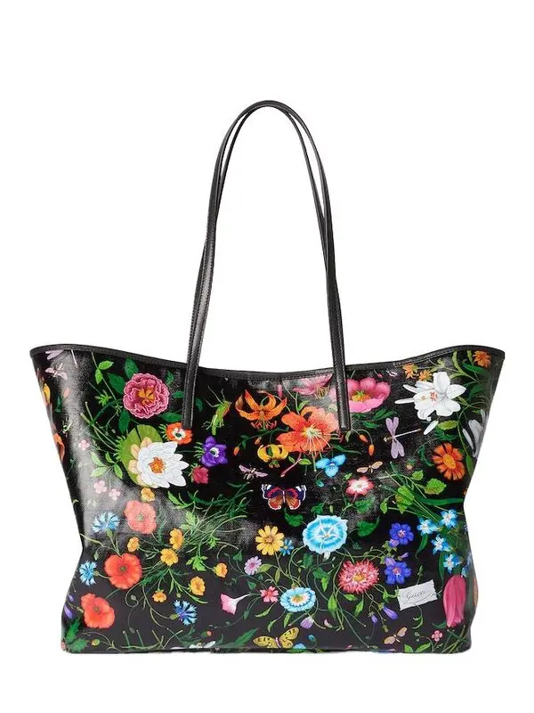 Gucci Large Flora Tribeca Tote - Black