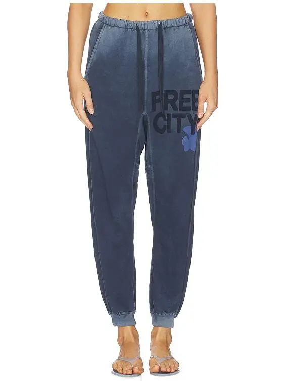 FREECITY Large Sunfades Pocket Sweatpant - Moonshrooms Blue