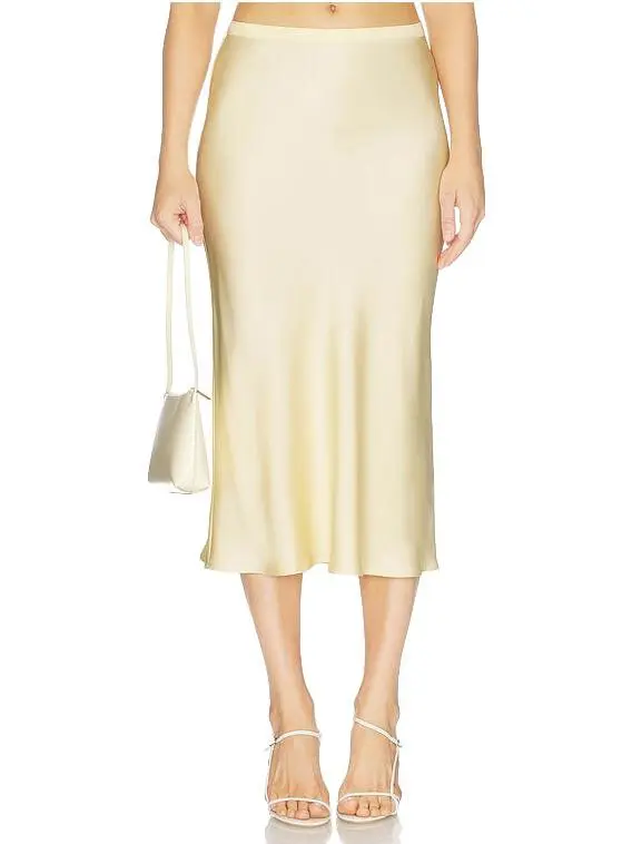 ANINE BING Bar Silk Skirt - Butter Yellow