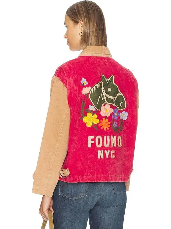 FOUND Canvas Corduroy Field Jacket - Red & Brown