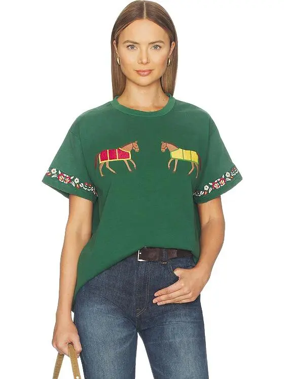 FOUND Embroidered Equine Tee - Washed Forest