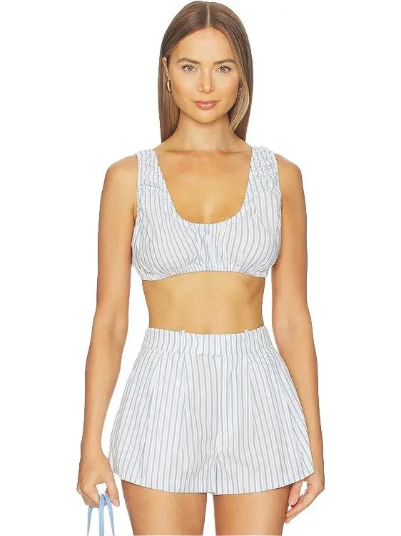 LOVERS AND FRIENDS Linny Linen Top - Baby Blue Stripe