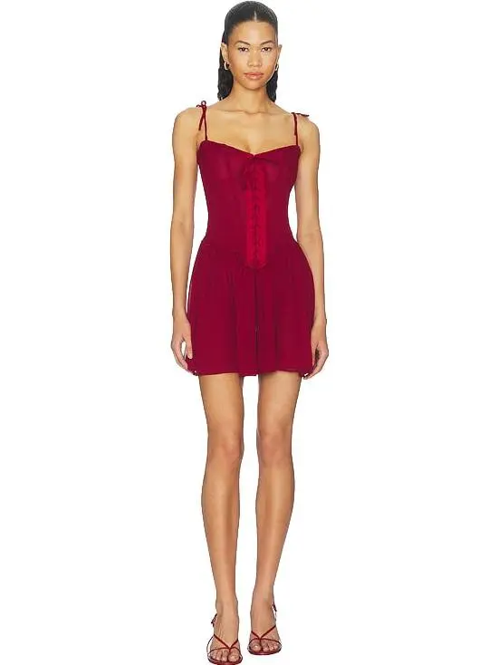 UNDERSTATED LEATHER X Lace Up Dress - Red Dahlia