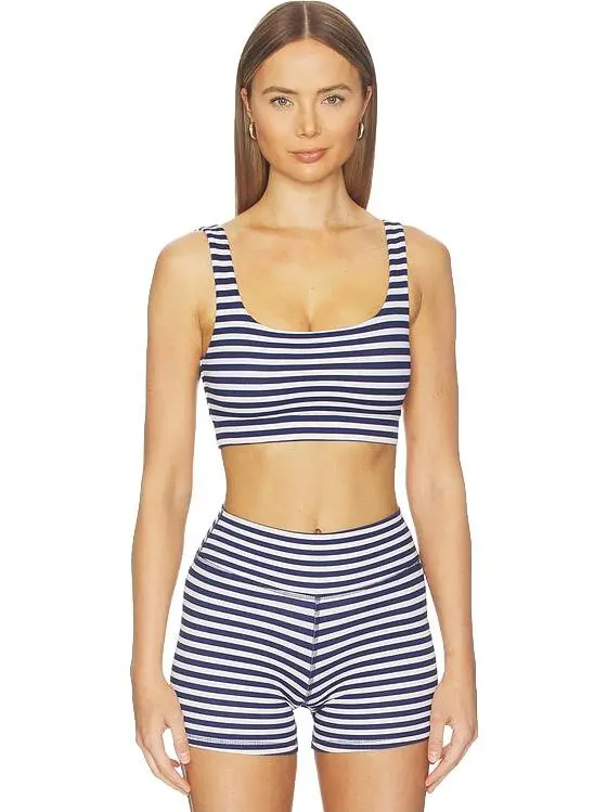 Strut This The Jolie Sports Bra In Navy - Navy Stripe