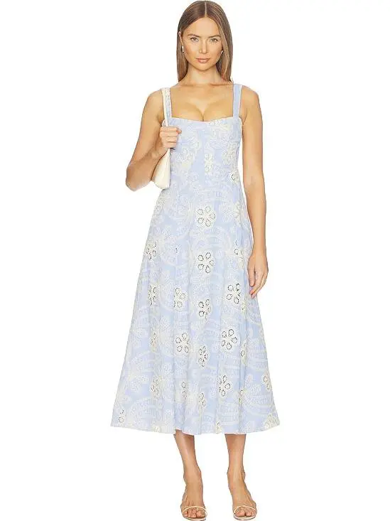 Bardot Lilah Corset Midi Dress - Baby Blue Floral