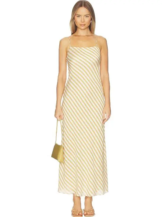 Onia Slip Dress - Ochre & Off White