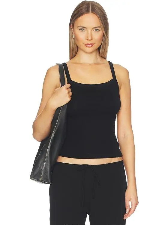 Donni. Baby Rib Square Neck Tank - Jet