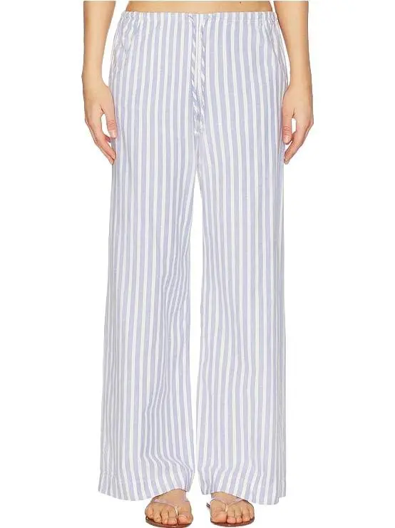 Donni. The Oxford Stripe Drawstring Pant - Butter Stripe