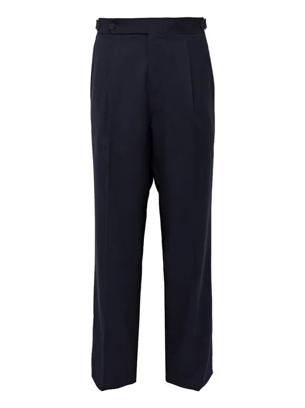 STOFFA Straight-leg Pleated Wool Trousers - Blue
