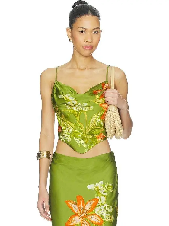 Rococo Sand Cowl Neck Top - Green
