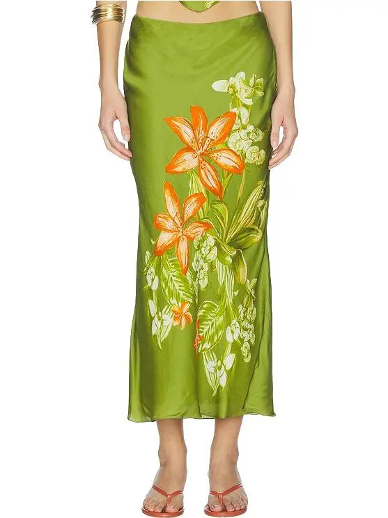 Rococo Sand Midi Skirt - Green
