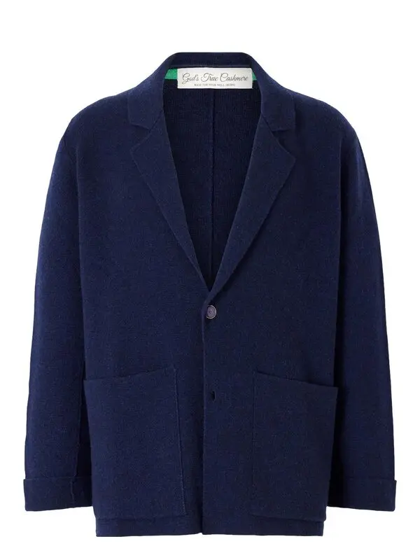 GOD'S TRUE CASHMERE Knitted Blazer With Amethyst Buttons - Blue