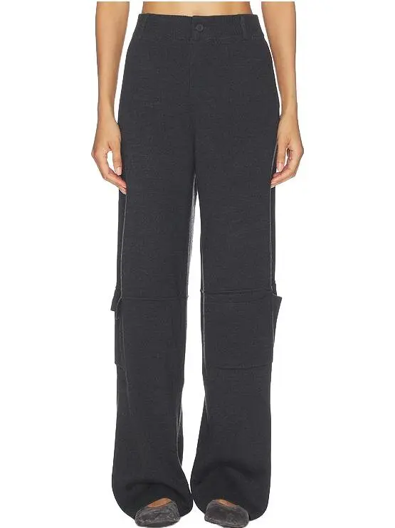AYA MUSE Knit Cargo Pants - Charcoal